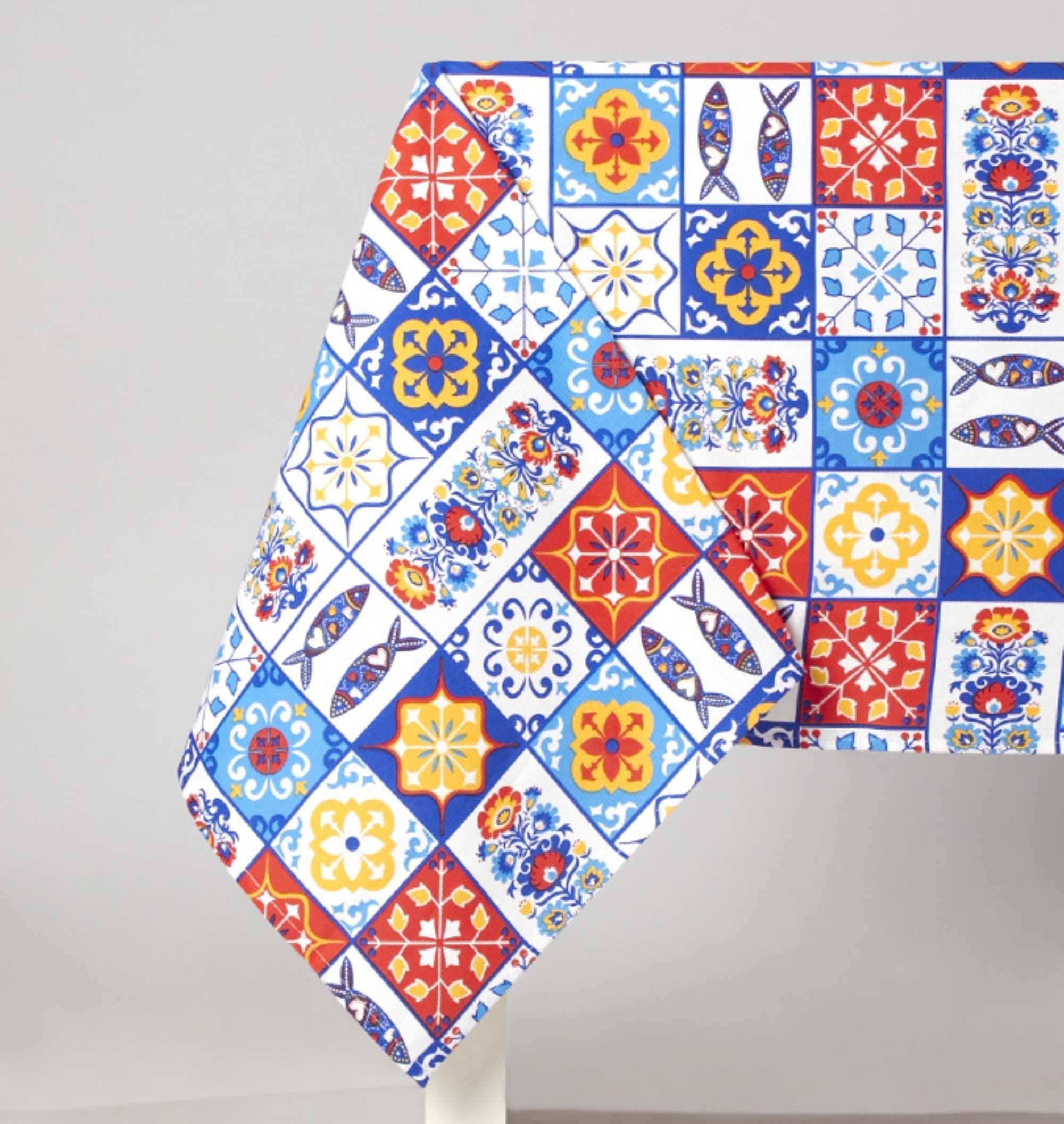 Portuguese Cotton Tablecloths Typical Designs Sardines, Rooster, Tiles ...